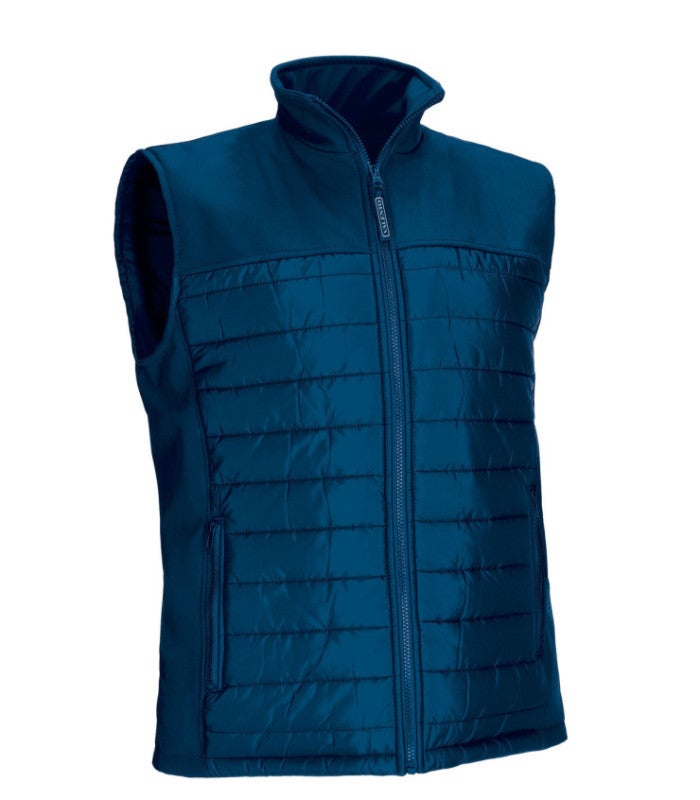 Chaleco acolchado con bolsillos, cuello alto y cintura recta, tejido acolchado y softshell en ...