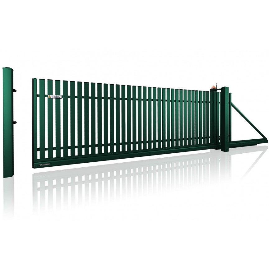 Portail coulissant CLASSIC AW.10.16-P vert avec motorisation intégrée ...