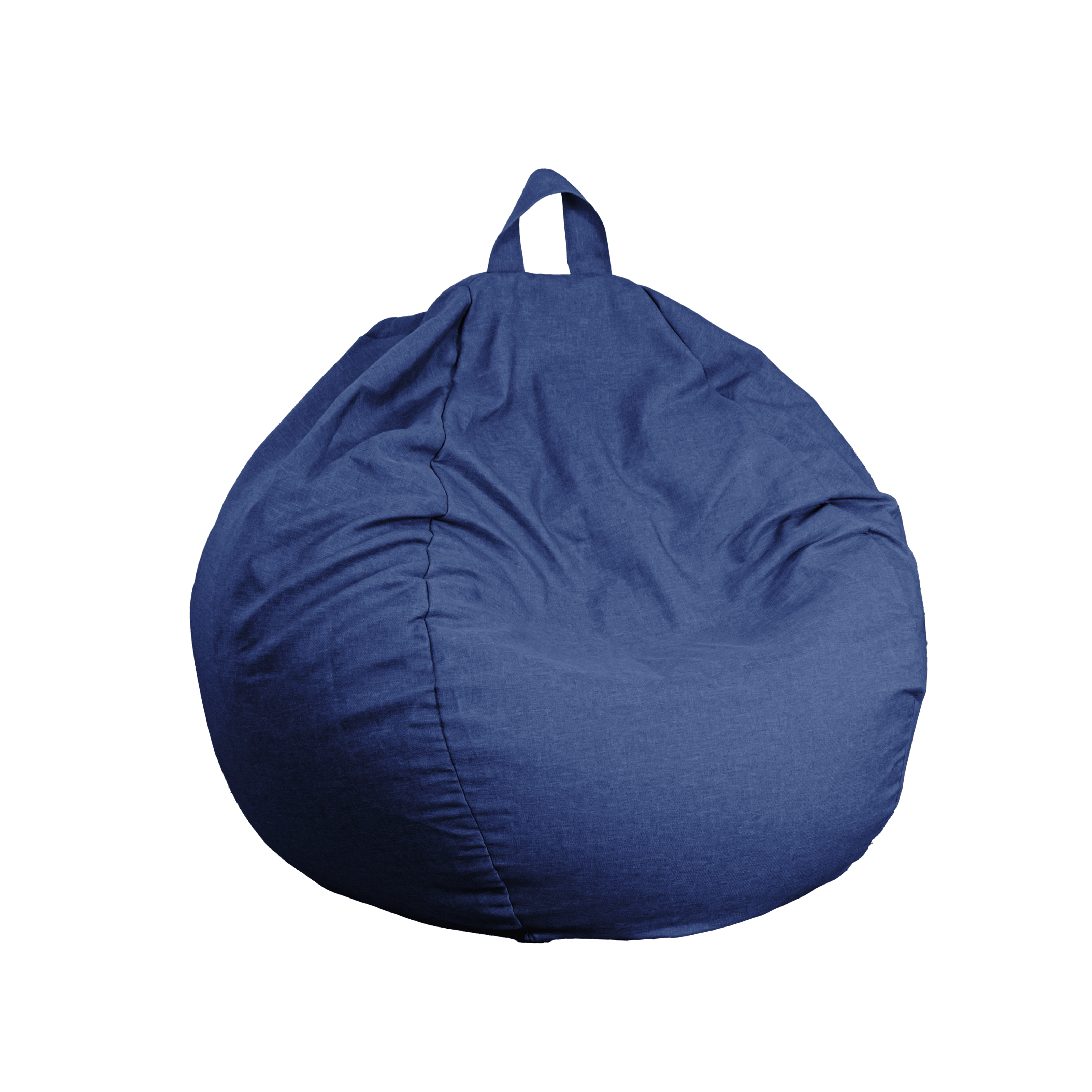 Pouf poire Géant XXL d'intérieur en tissu effet lin - 120x150 cm - Bleu ...