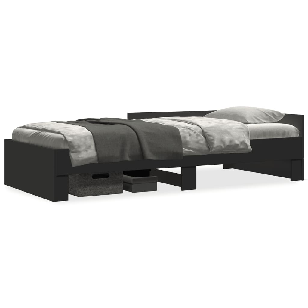 Estructura de cama negra de madera contrachapada 75x190 cm | Leroy Merlin