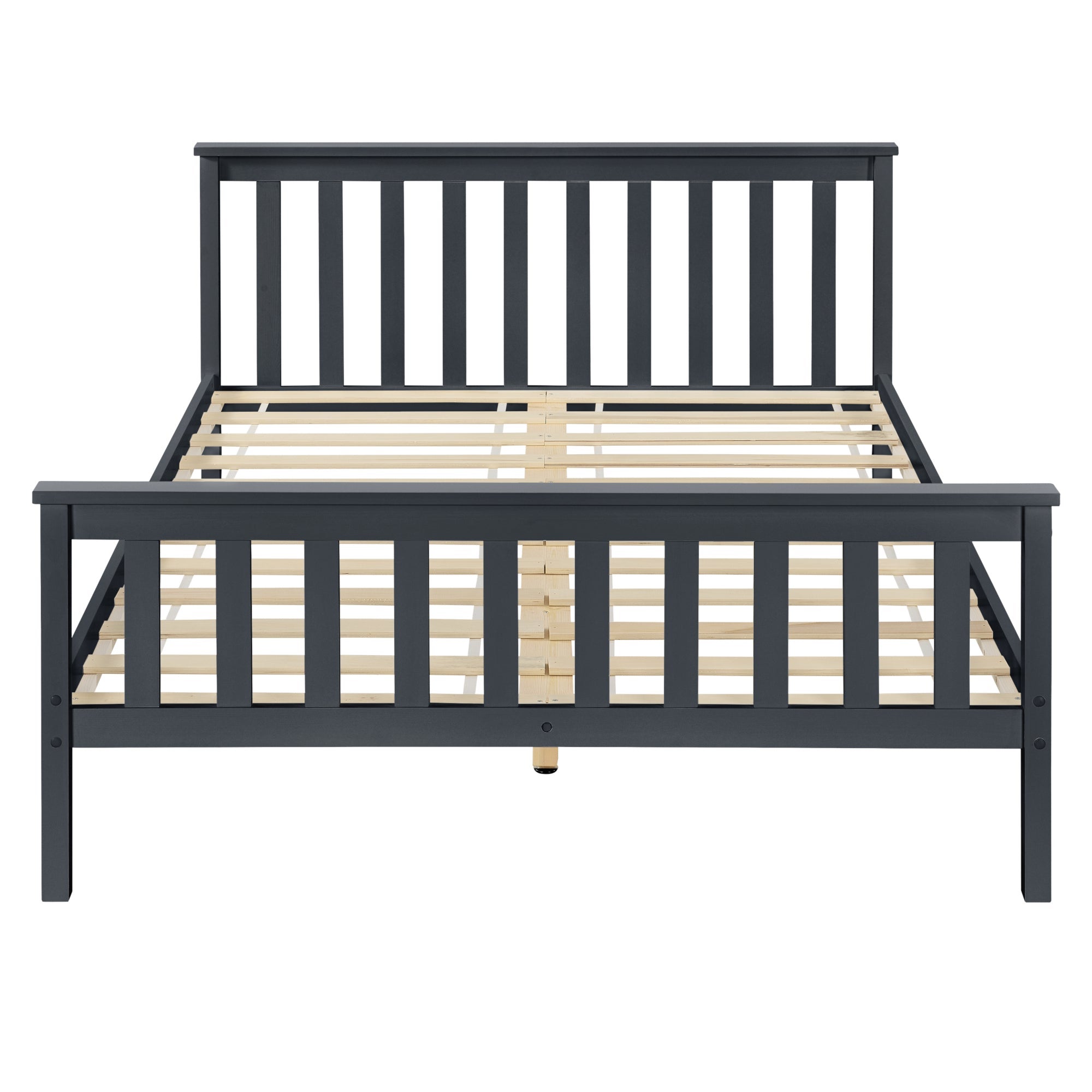 Lit adultes en bois de pin gris foncé 2 personnes avec sommier à lattes ...