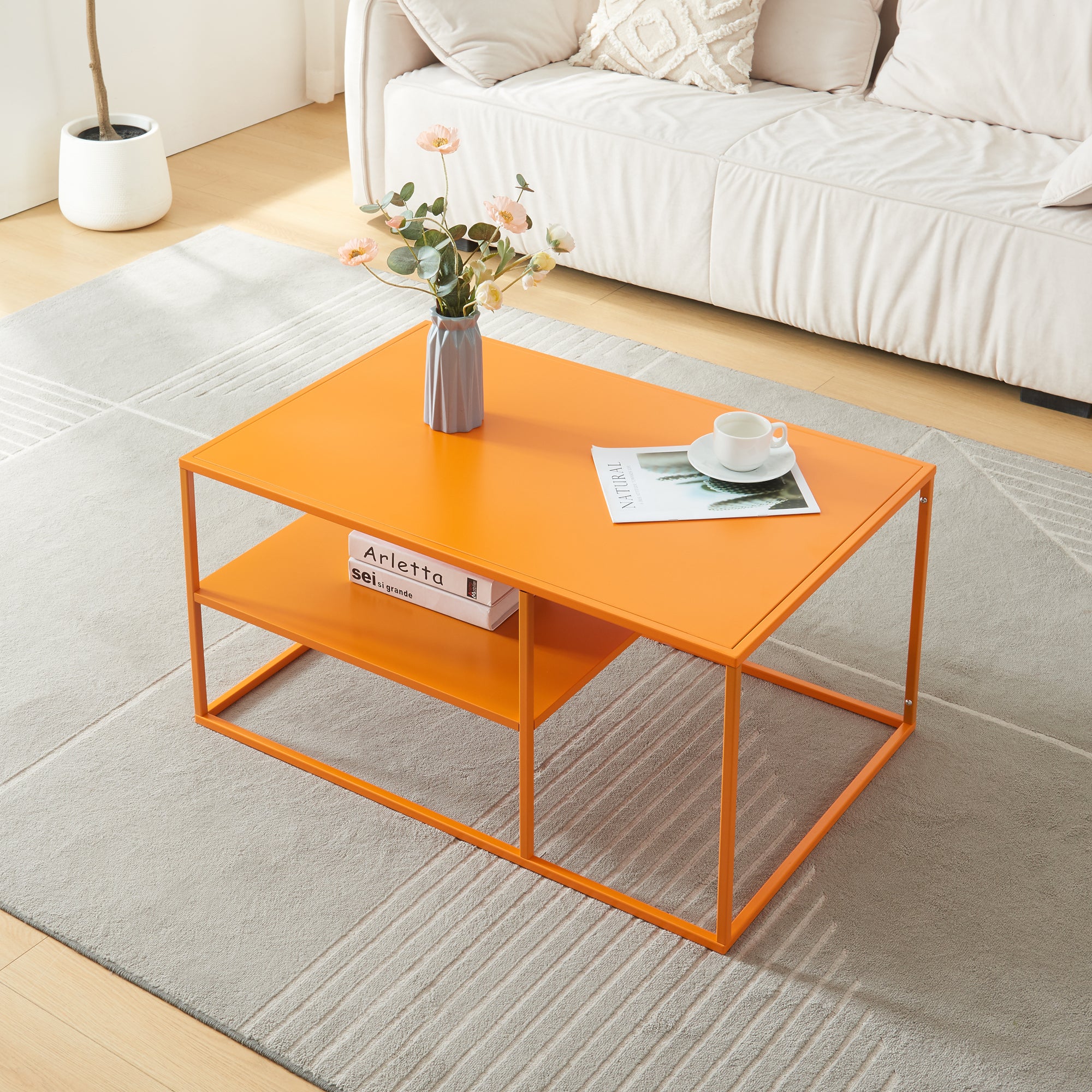 Table basse Solund du Salon Rectangulaire 45 x 90 x 60 cm orange [en.casa] | Leroy Merlin