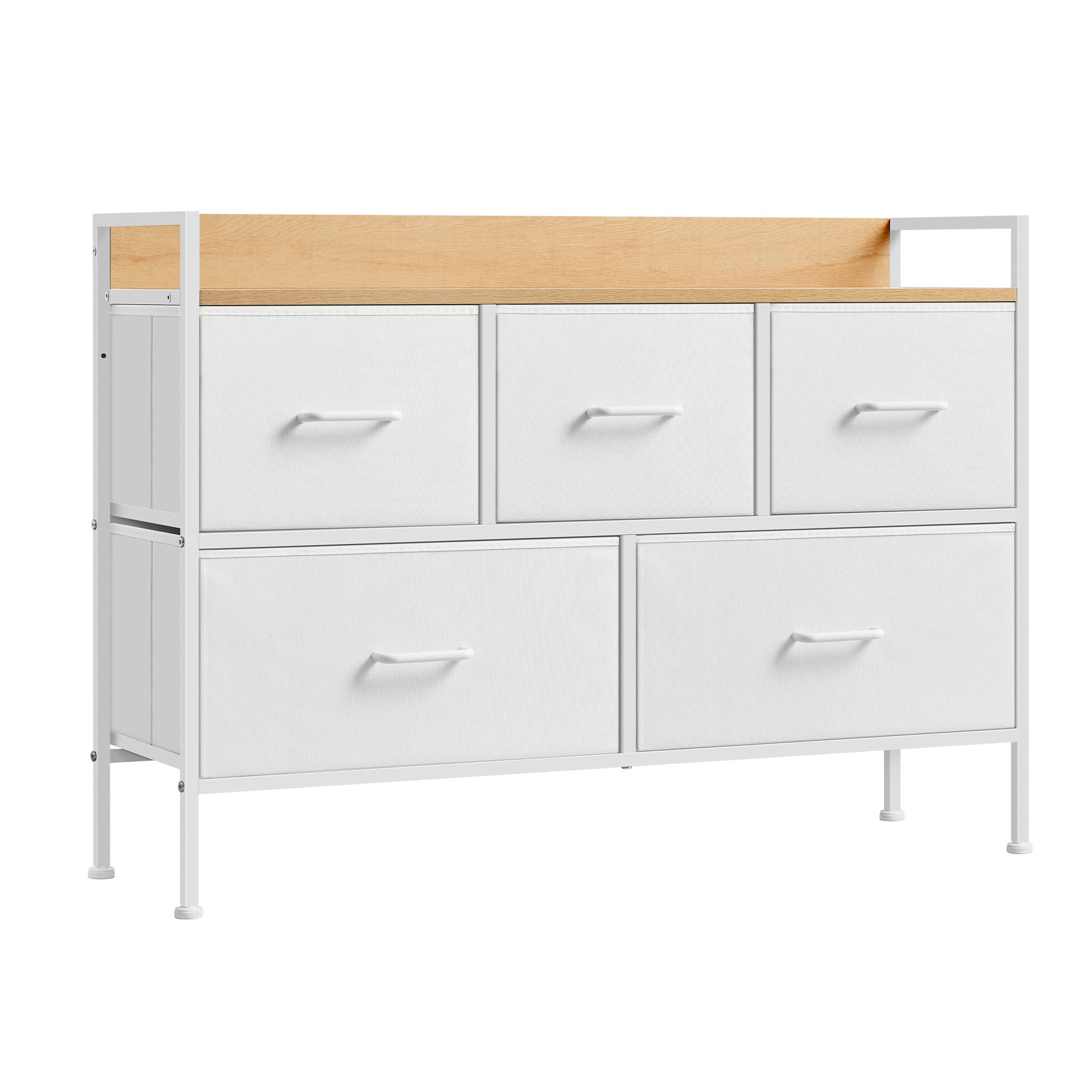 Commode pour Chambre, 5 Tiroirs en Tissu avec Poignées, Meuble de ...