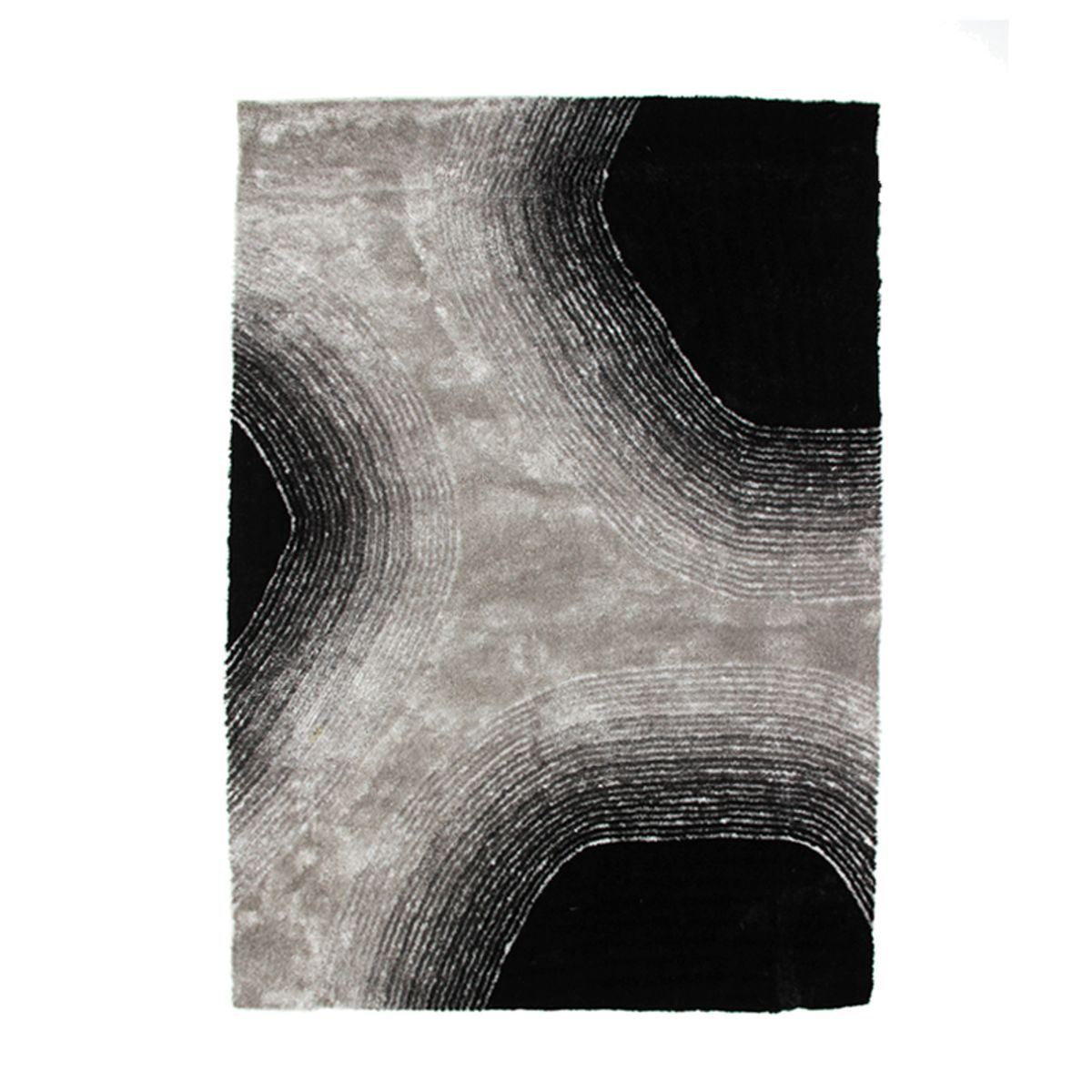 Tapis salon extra-doux à motifs cercles noirs gris 160x230 | Leroy Merlin