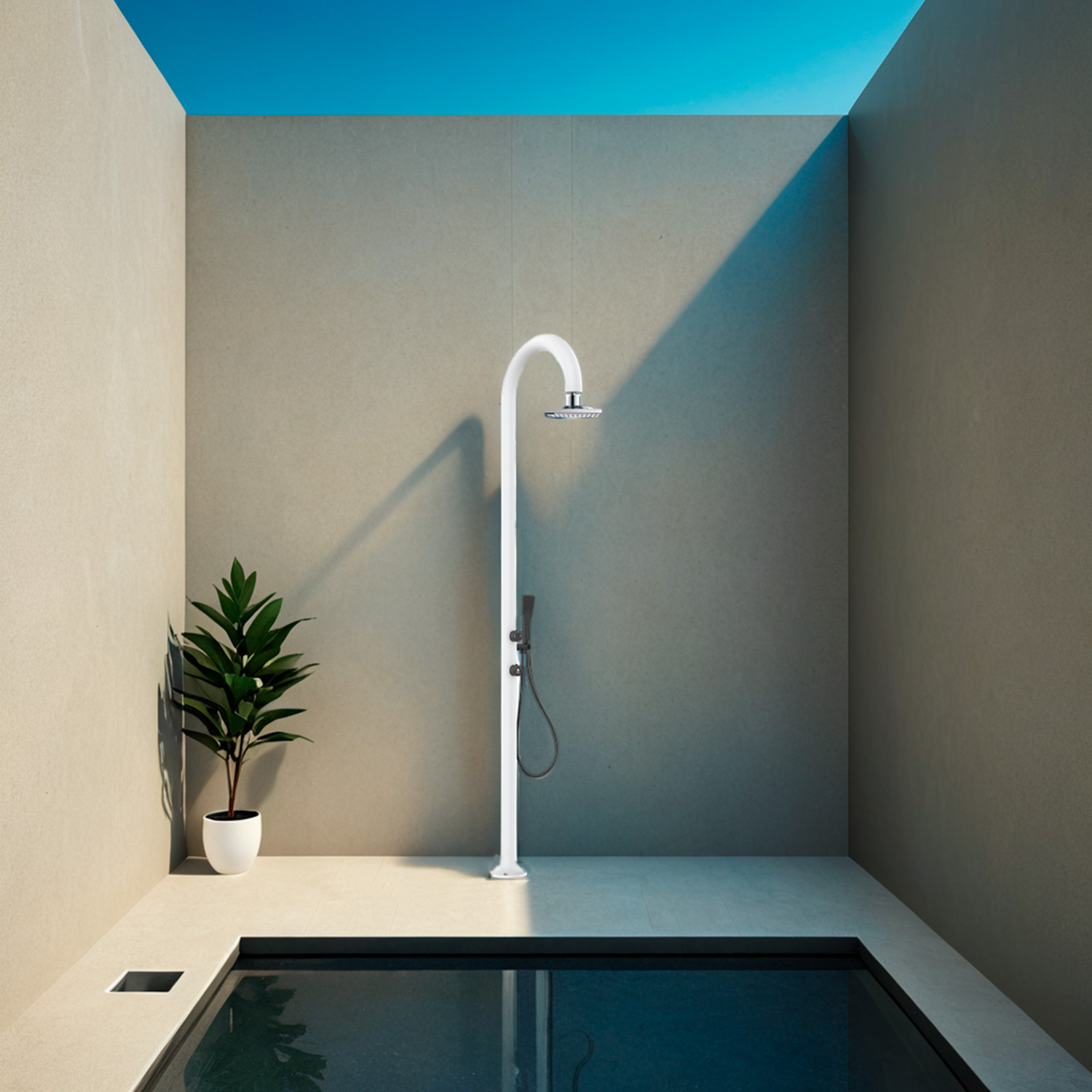 Douche Lcd Aluminium Blanc avec Luna Alu d Douche Lcd Aluminium Blanc ...