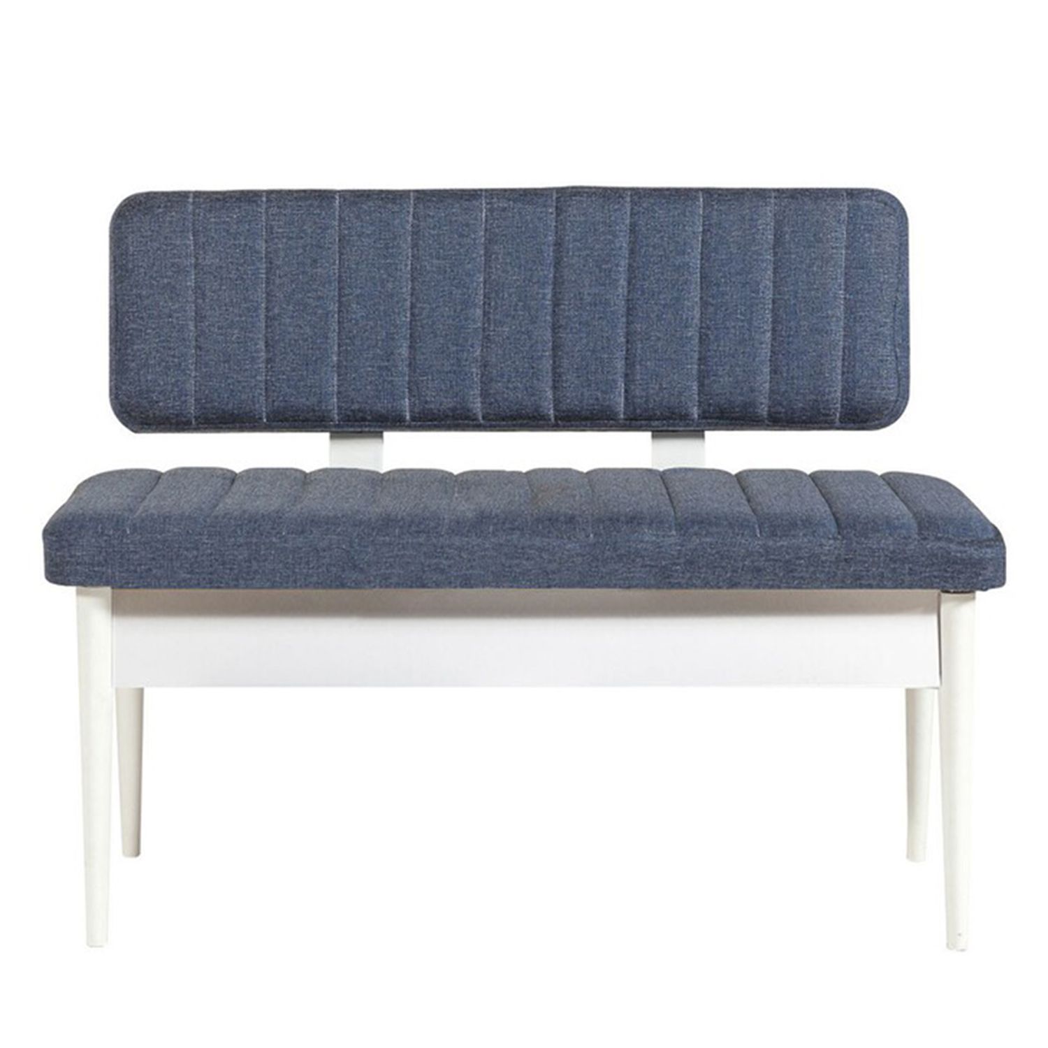 Banquette-coffre capitonnée avec dossier L110cm Scamnum Blanc et Tissu ...