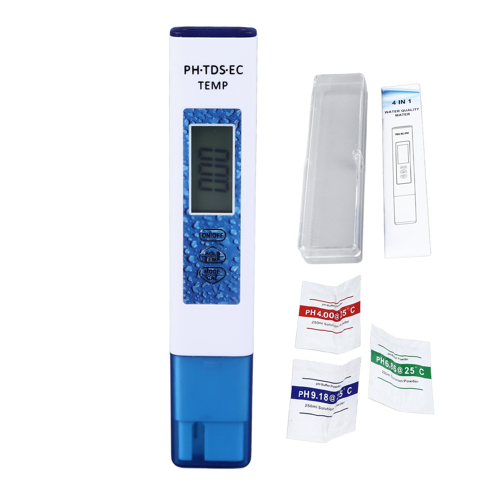 Tester qualità acqua - pH/EC/TDS/Temp - 4 in 9999ppm 0-9999ppm - per ...