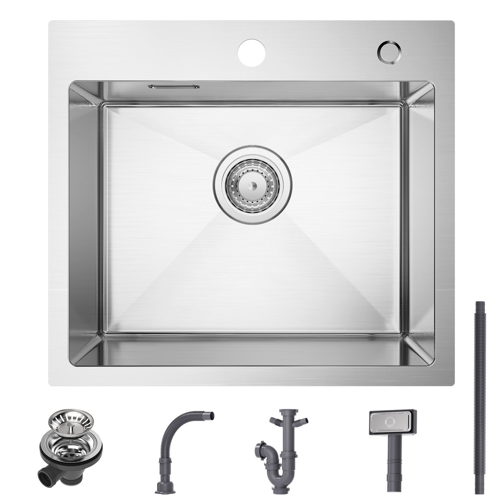 Cecipa max Évier Cuisine 1 Bac 50 × 45 cm Évier Inox 304 Montage sur le ...