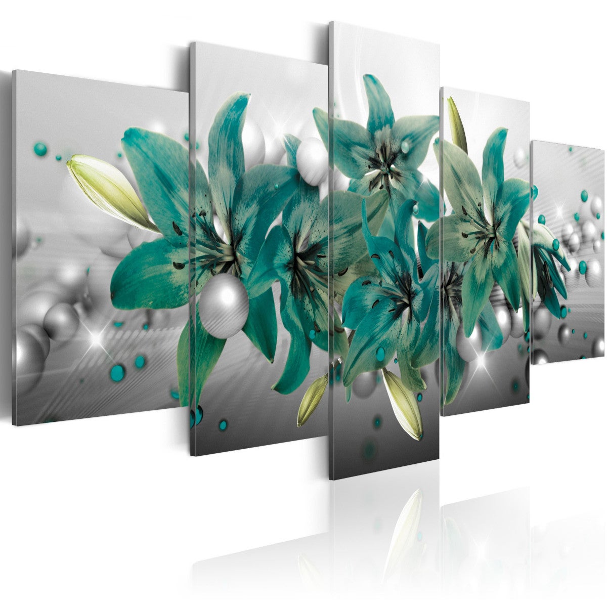 Tableau Imprimé "Turquoise Bouquet" 100 x 200 cm | Leroy Merlin