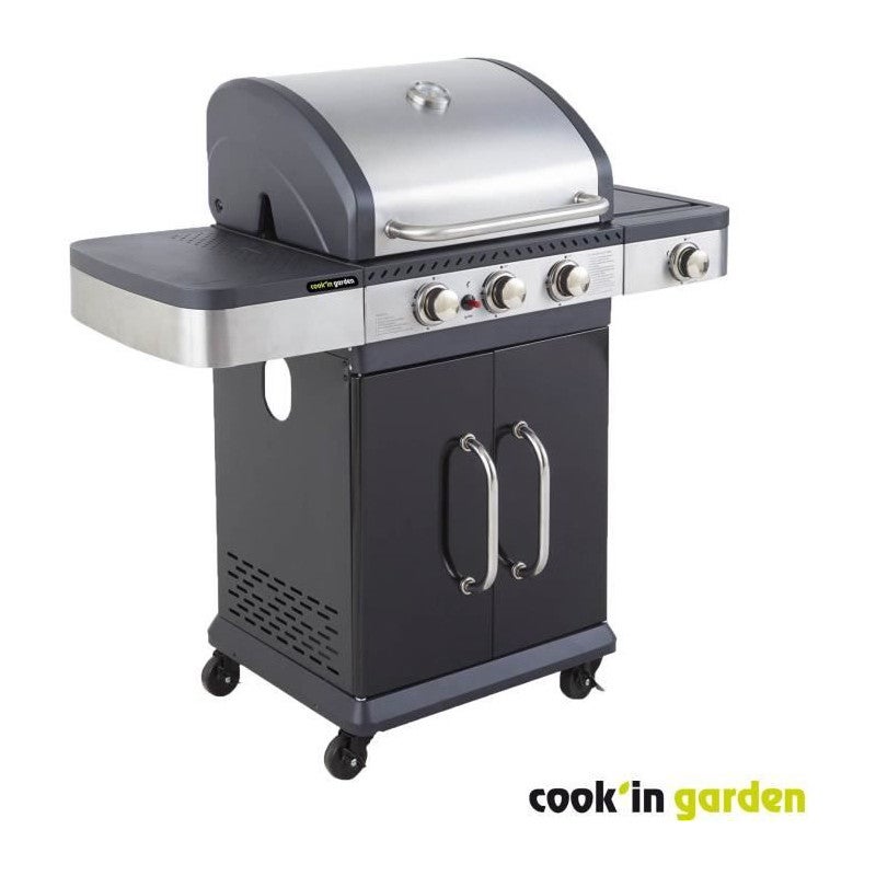 Barbecue a gaz - COOK'IN GARDEN - FIDGI 3 - 3 brûleurs + Side - Noir ...