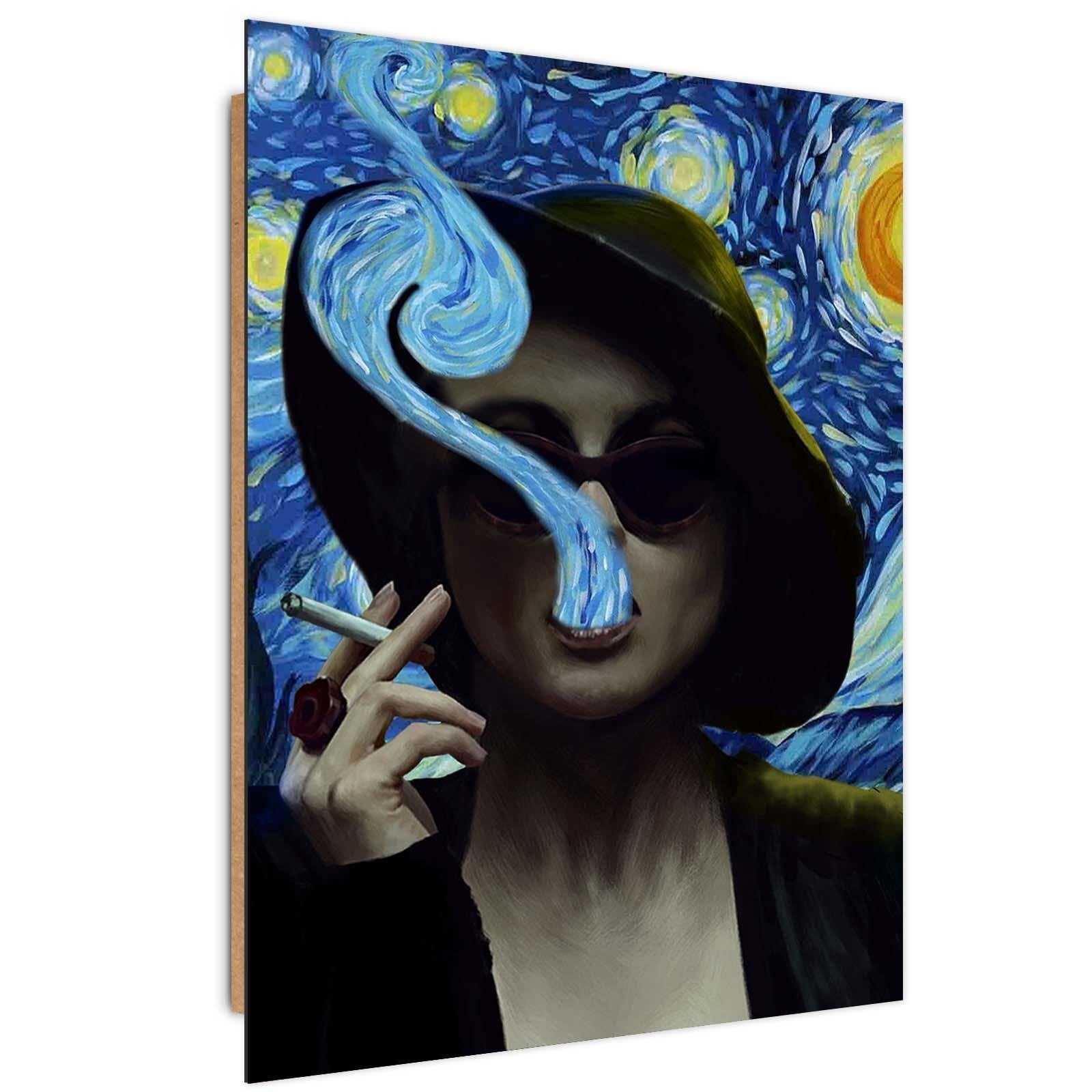 Tableau bois Réinterprétation Fight Club La nuit étoilée de Van Gogh ...