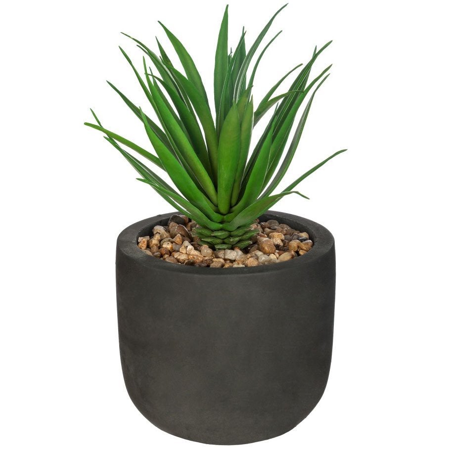 Plante décorative artificielle SUKULENT, 20 cm, pot noir, Atmosphera ...