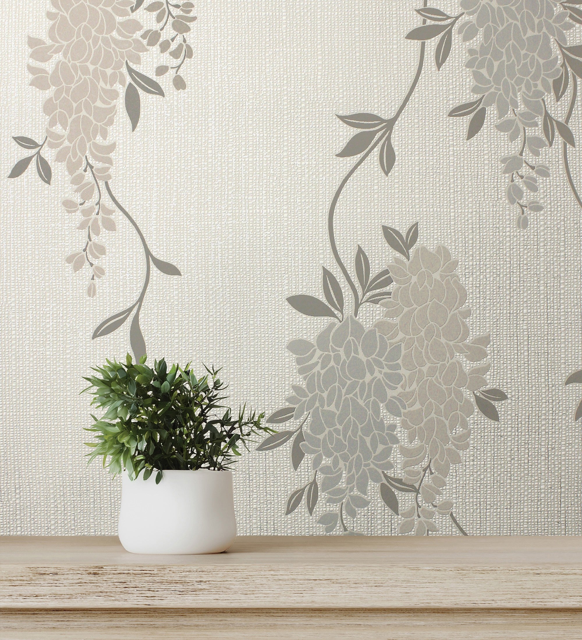 Papel pintado con enredadera floral elegante color beige - Ivy Blossom ...