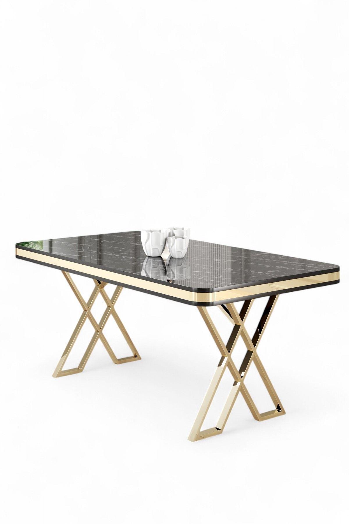 Table à manger Vals - Marbre noir Doré | Leroy Merlin