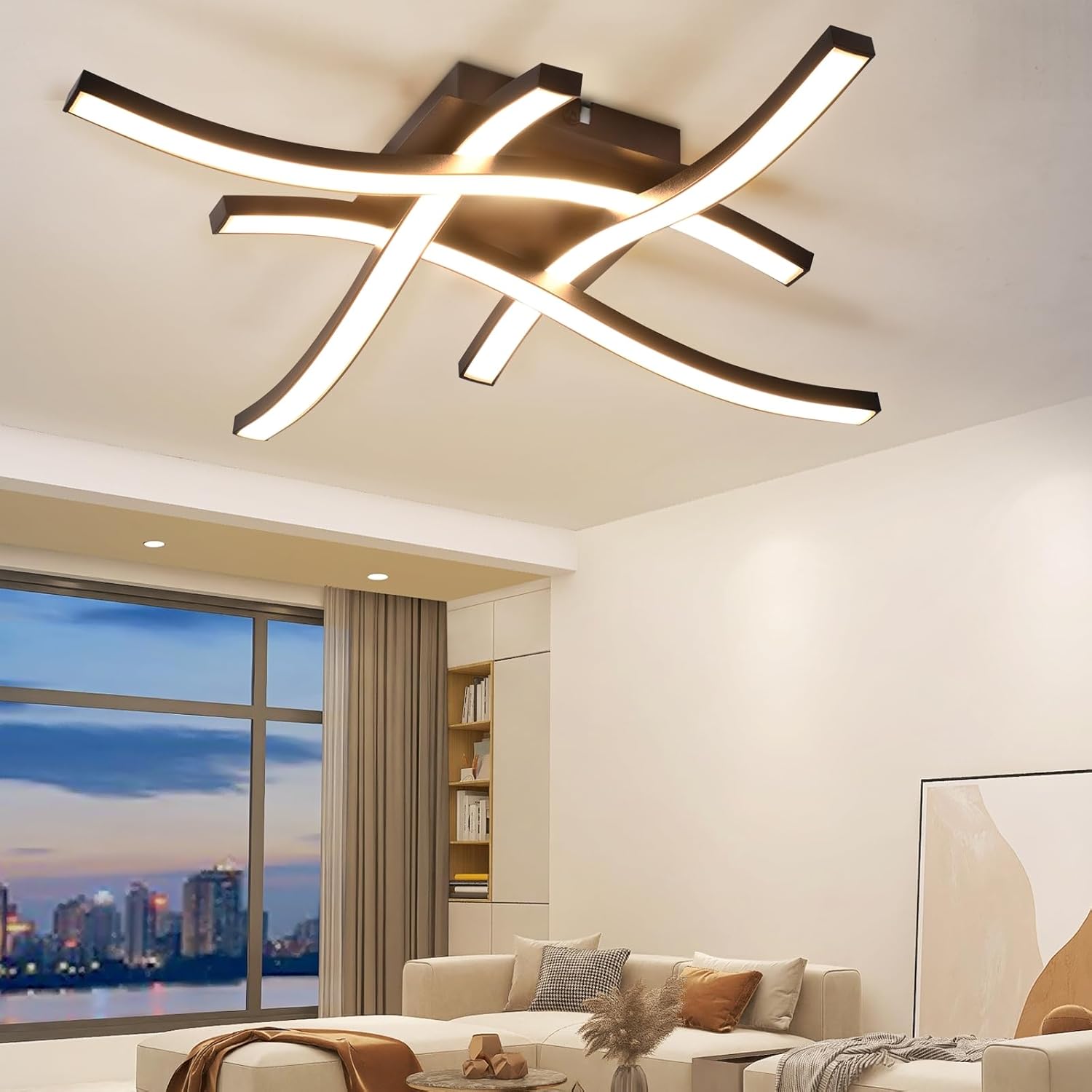 NETTLIFE Plafón LED negro 24W 3000K blanco cálido diseño moderno ...