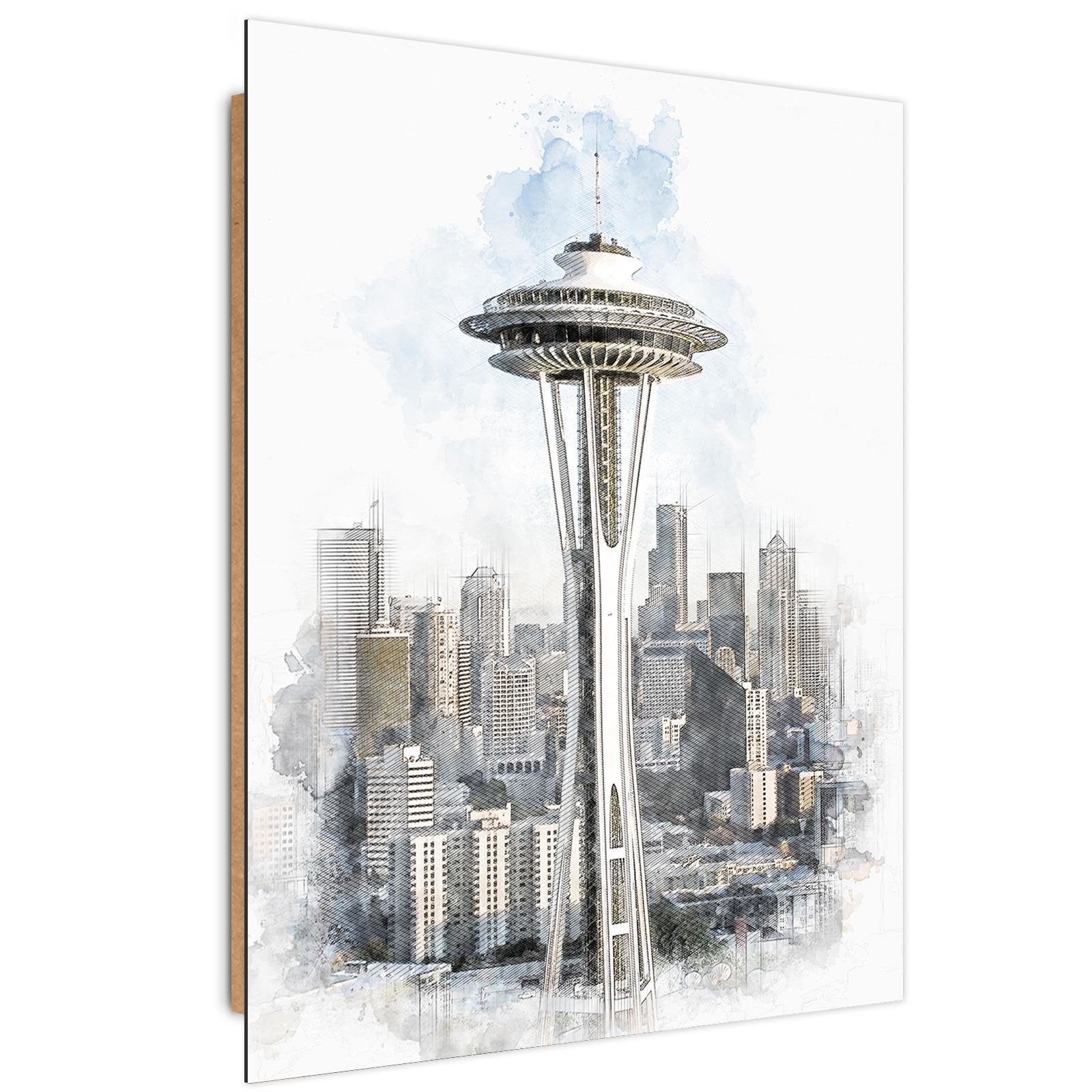 Tableau bois espace aiguille à Seattle - 50 x 70 cm | Leroy Merlin