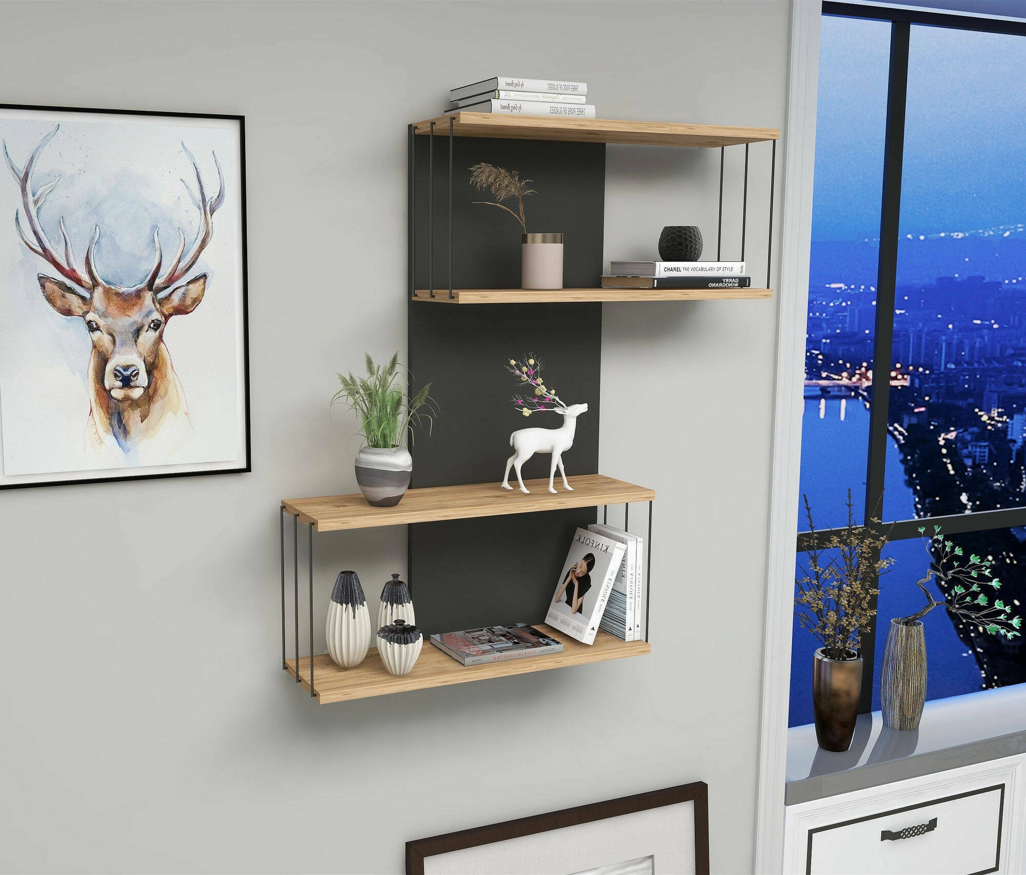 Étagère murale Gerolama, Étagère, Tablette murale, Rayonnage polyvalent ...