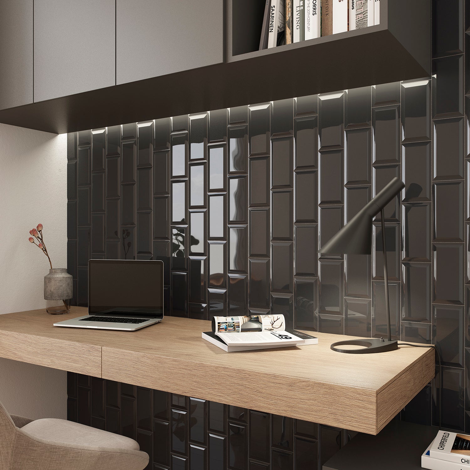 CUBIC NOIR BRILLO (PR) 10X20 Pasta Roja. Revestimiento para pared ...