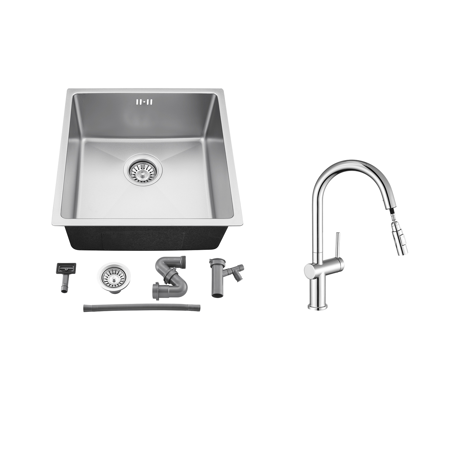 Évier Encastré 44x44x20CM- Évier de Cuisine 1 Bac en Acier Inoxydable ...