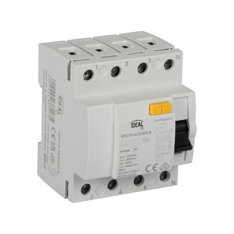 Disjoncteur différentiel 4P – 25A – 300mA – Type B – Rail TH35 – Kanlux ...