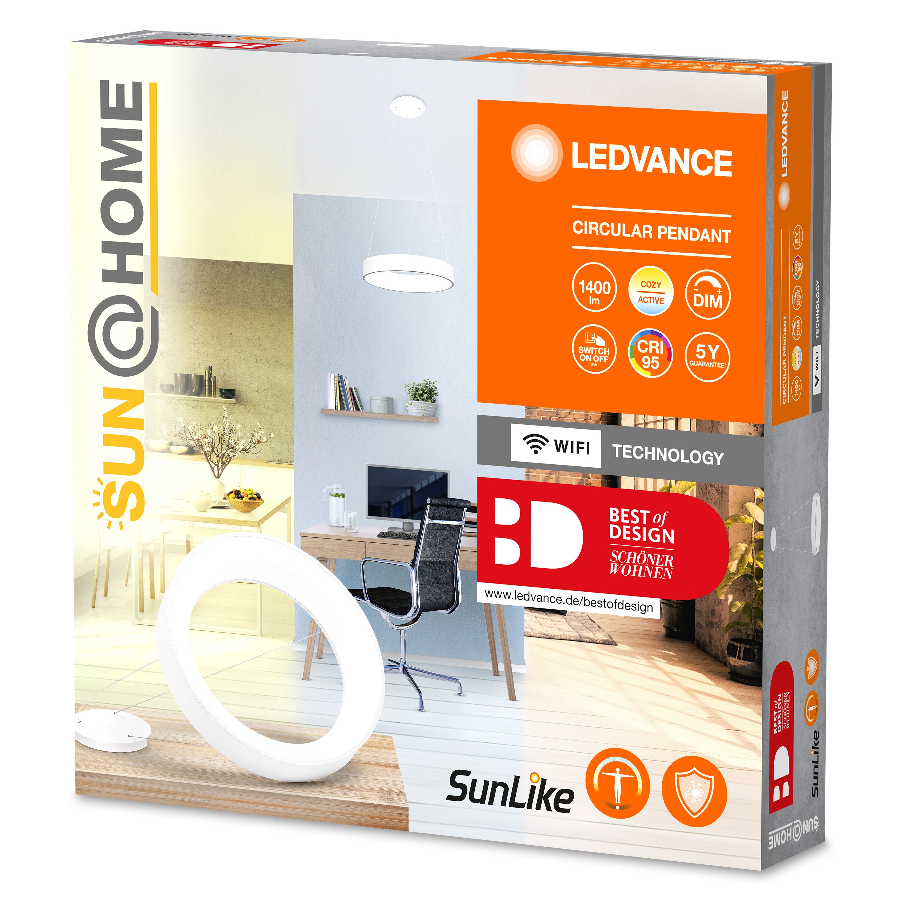 Suspension LEDVANCE SUN@HOME, 450mm, blanc, 18,5W, 500lm | Leroy Merlin