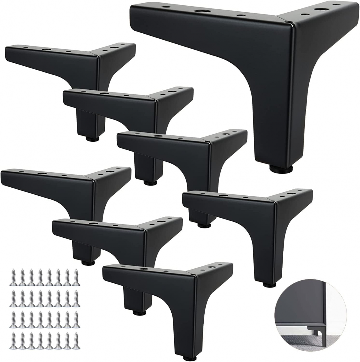Juego de 8 patas de mueble negras, patas de mueble de tres puntas de 13 ...