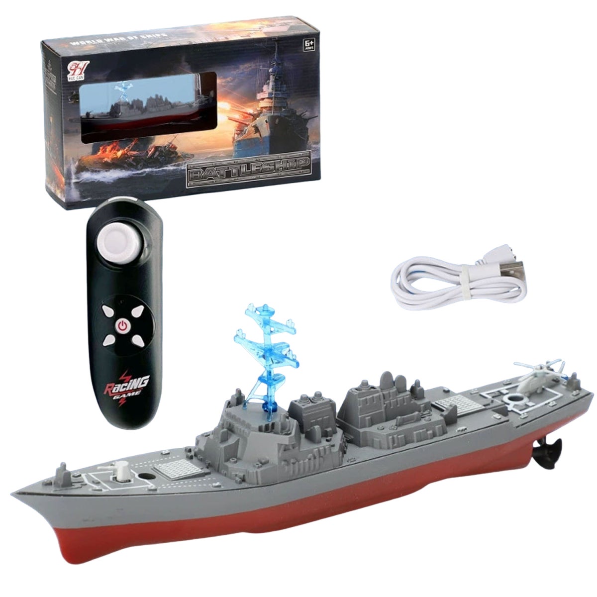 2.4G bateau télécommandé étanche High-Speed Simulation Ship Warship ...