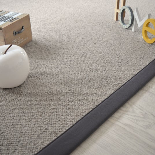 Tapis pure laine - Latoon gris - Ganse coton anthracite - 80 x 150 cm ...