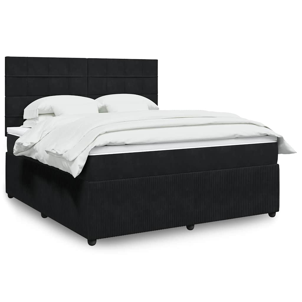 Cama box spring con colchón terciopelo negro 180x200 cm | Leroy Merlin