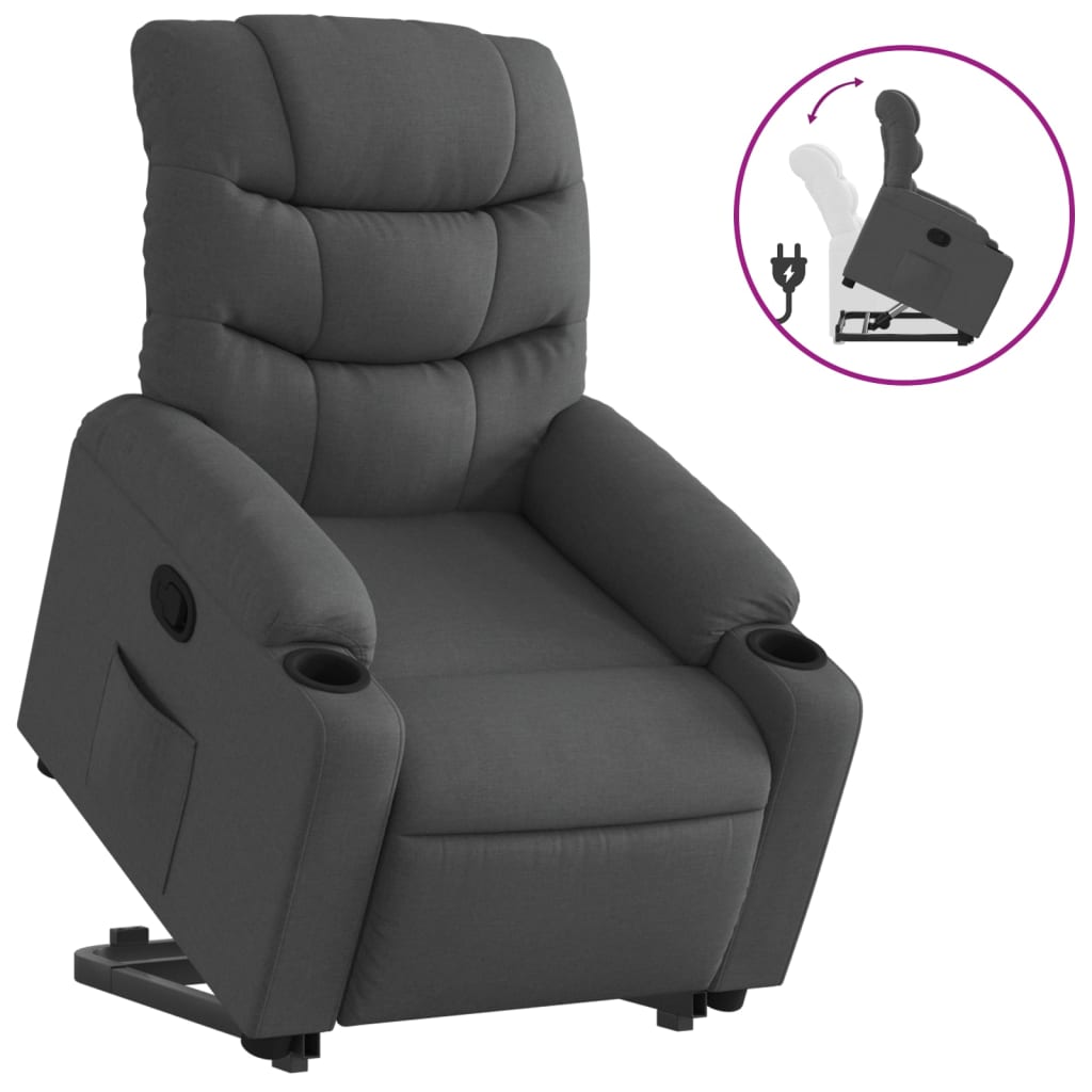 Fauteuil releveur inclinable en tissu gris foncé | Leroy Merlin