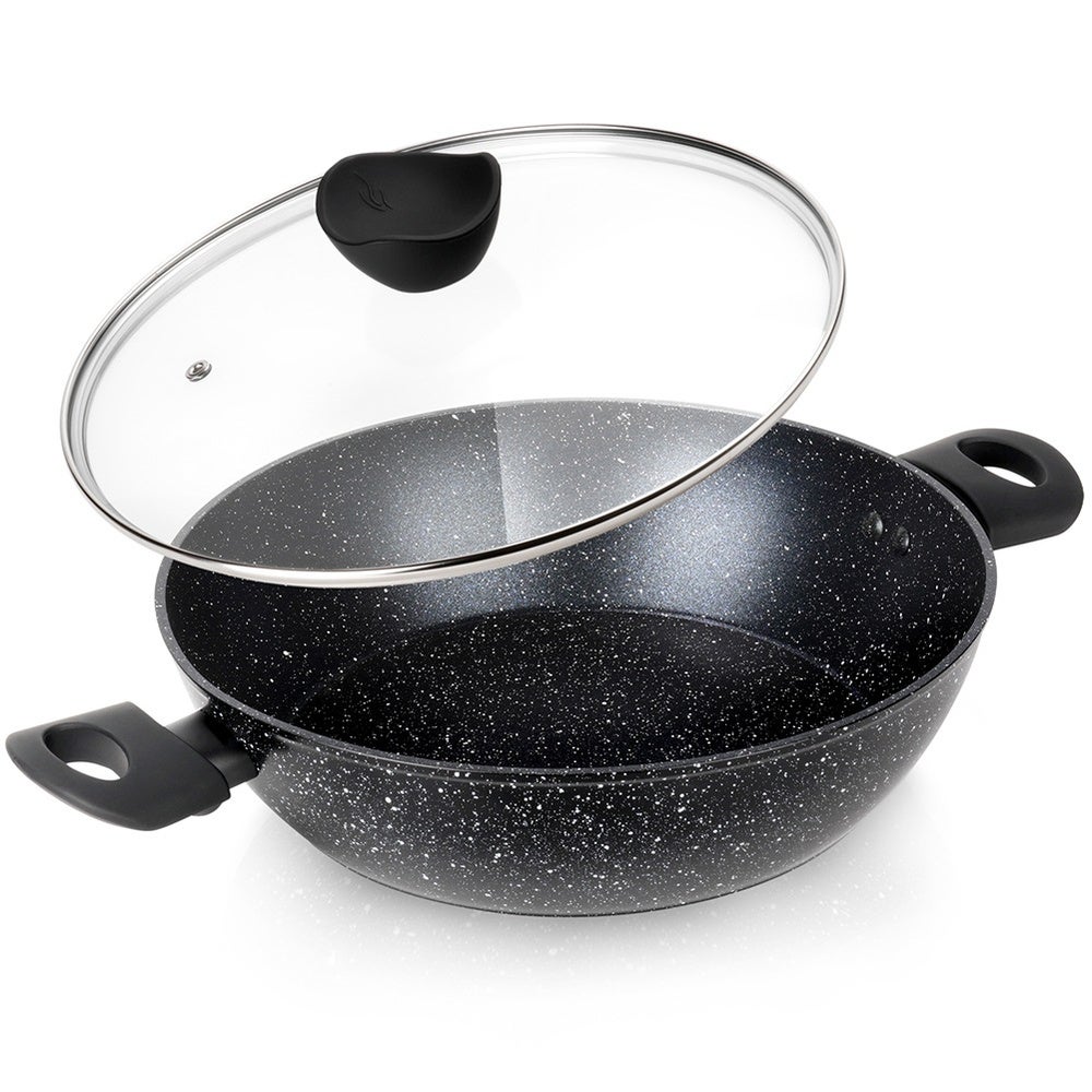 Poêle granit profonde avec couvercle en verre BLACK LINE 28 cm, 3,5 L ...