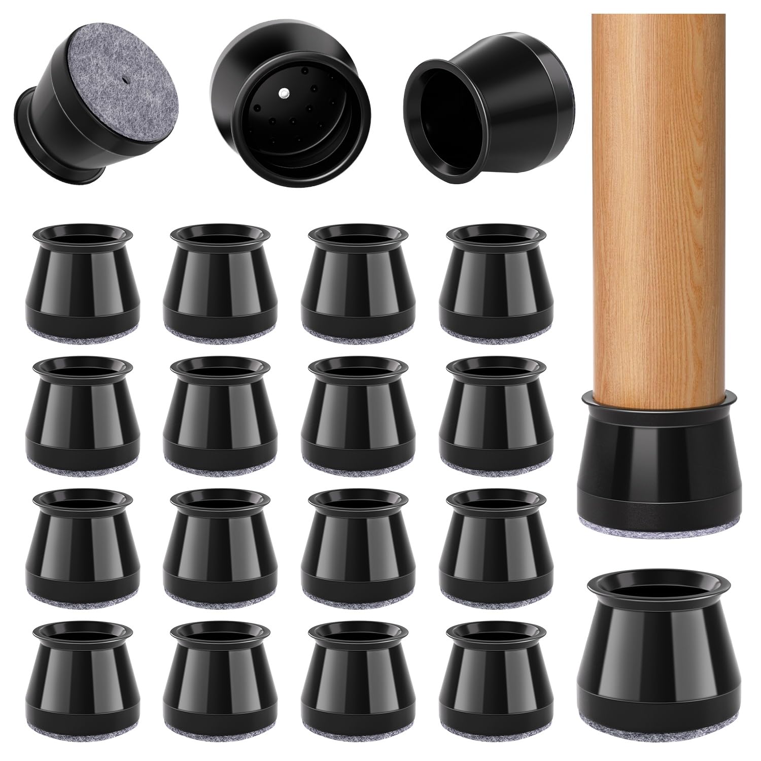 32 Pièces Grand Protection Pied de Chaise Silicone,Noir Patin Chaise ...