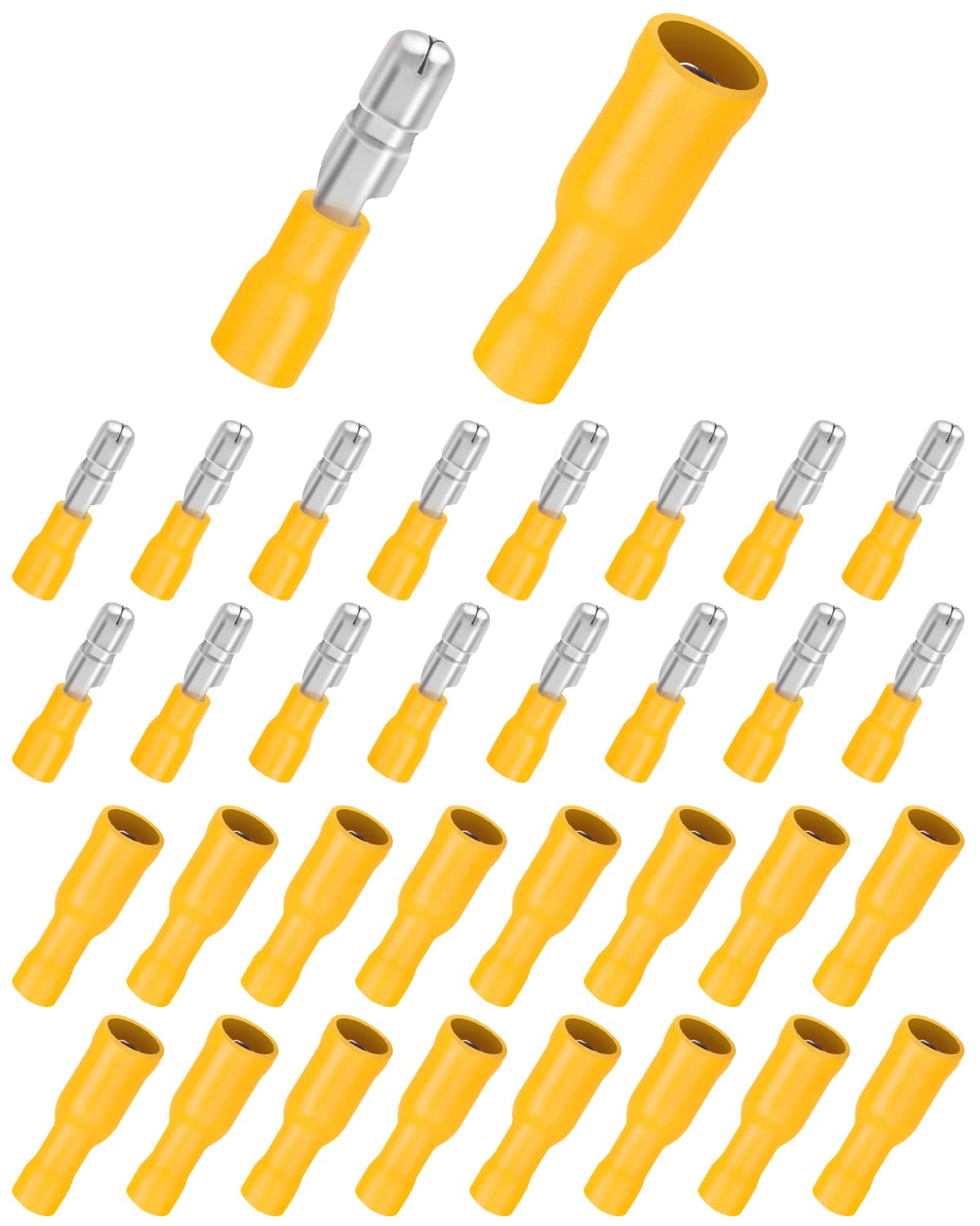 Lot de 100 cosses de câble de 4-6 mm², connecteurs ronds jaunes et ...