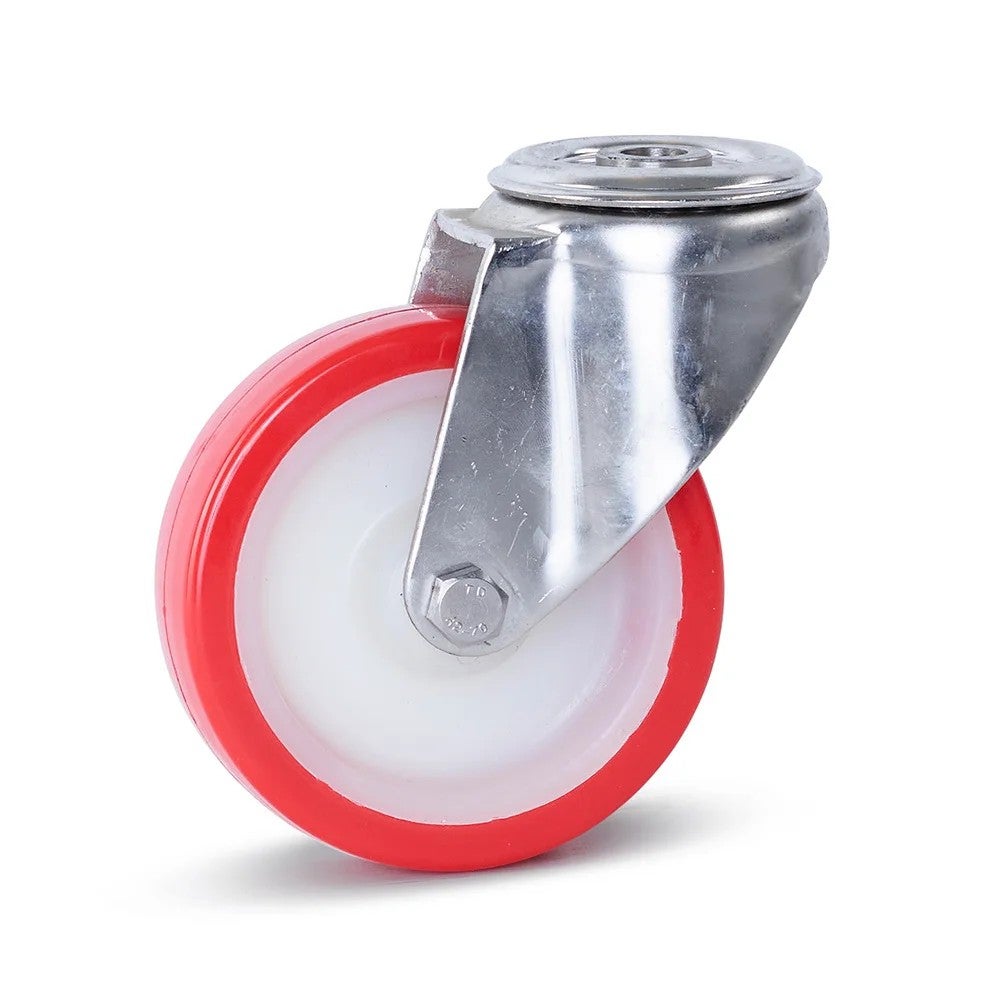 Roulette pivotante - MESO - PU inox - Trou central - 100mm - 180kg ...