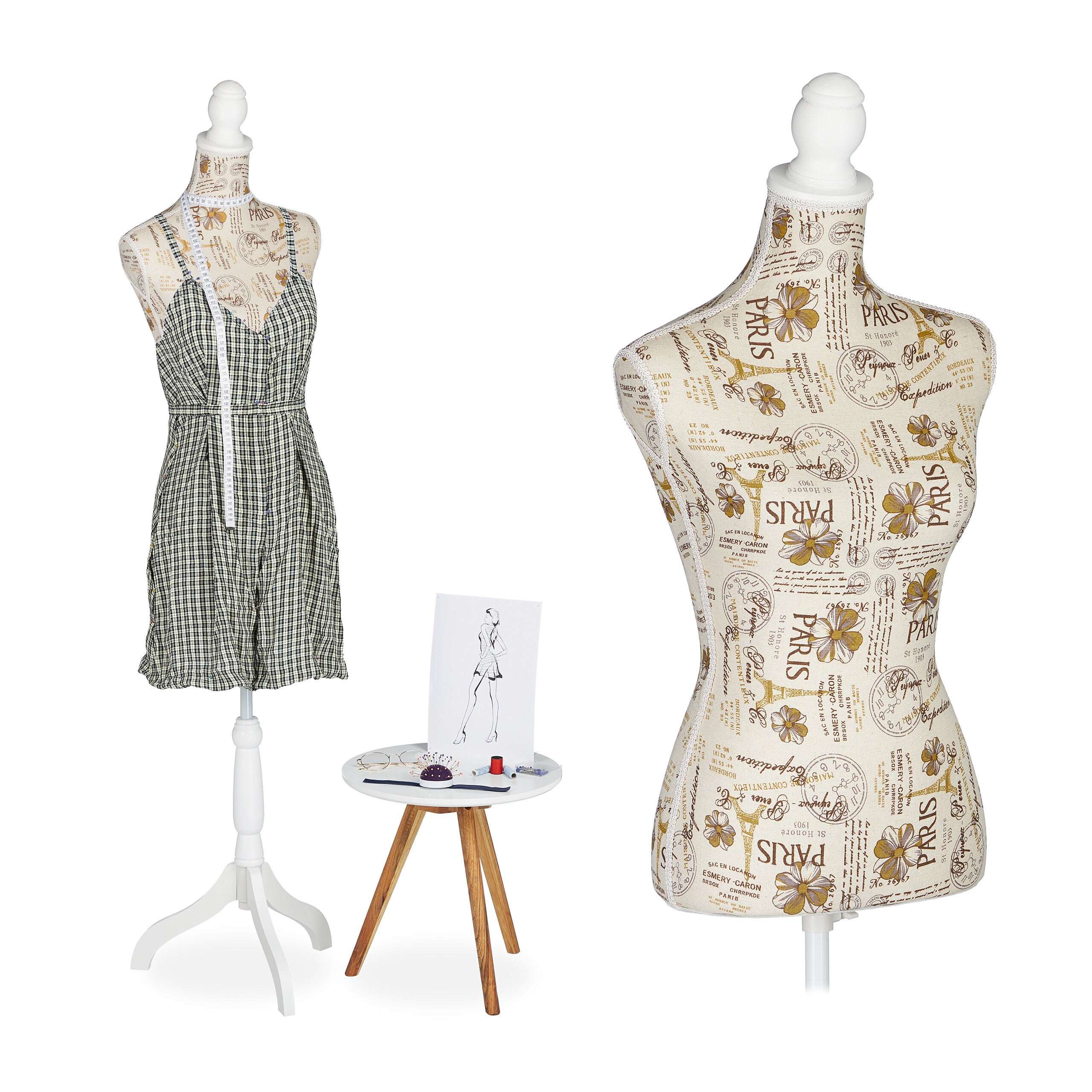 Maniquí Costura para Mujer, Altura Regulable, 167 x 41 x 34 cm, Busto ...