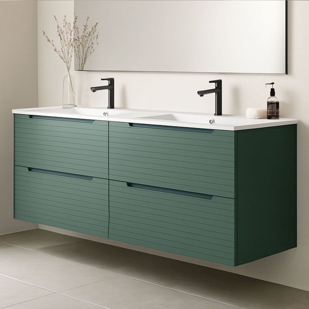 Kibath Mueble de baño con Lavabo, mod. BOREAL 120x45 cm acabado Verde ...