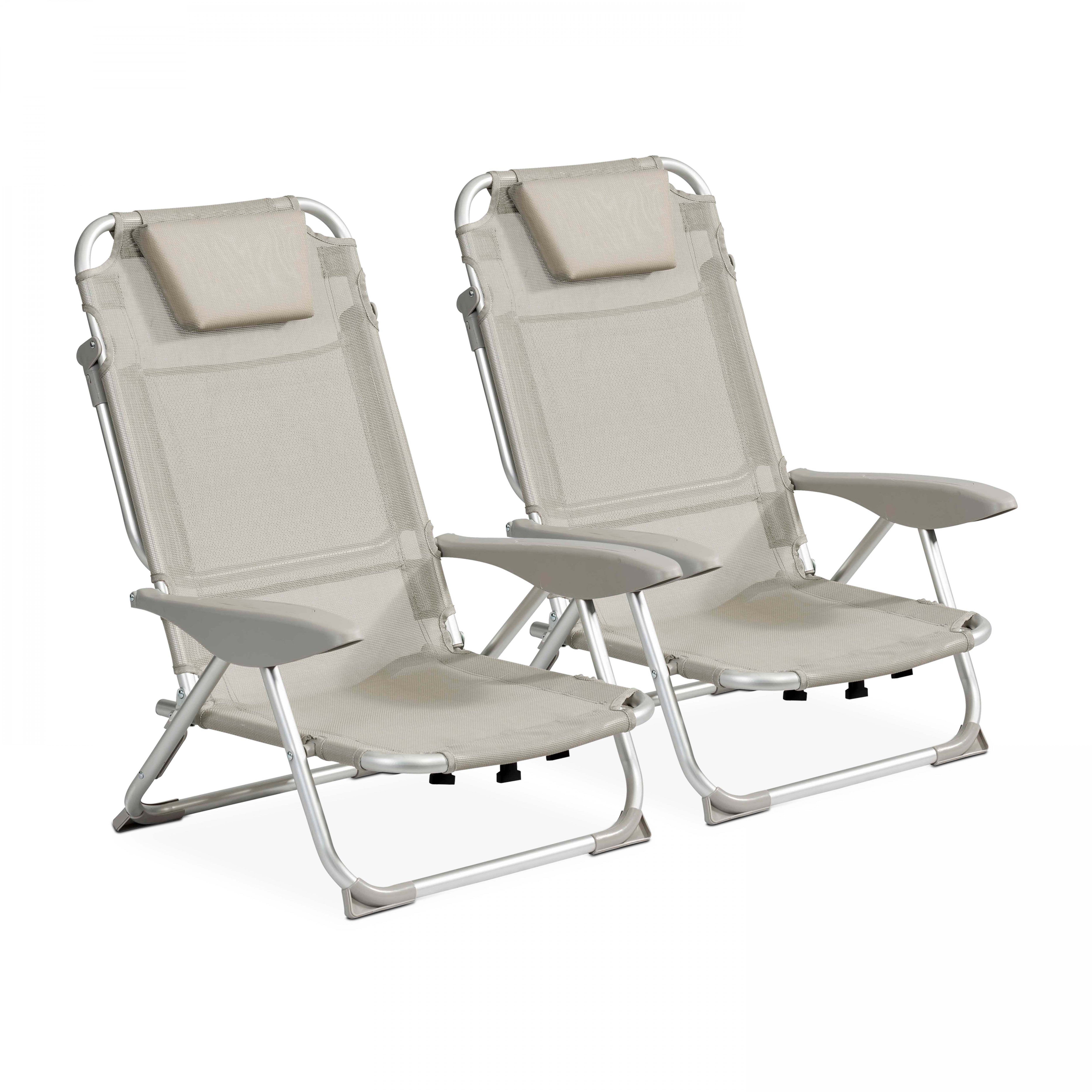 Juego de 2 sillones de playa plegables, reclinables en 4 posiciones ...