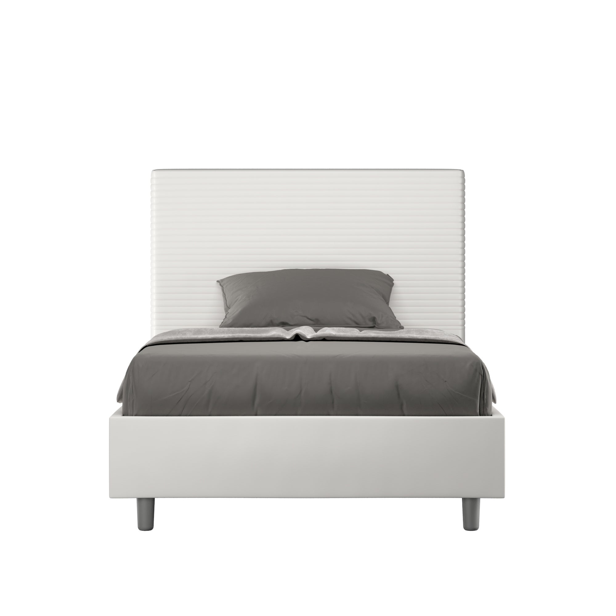 Lit queen size coffre rembourré 150x210 similicuir blanc Focus | Leroy ...