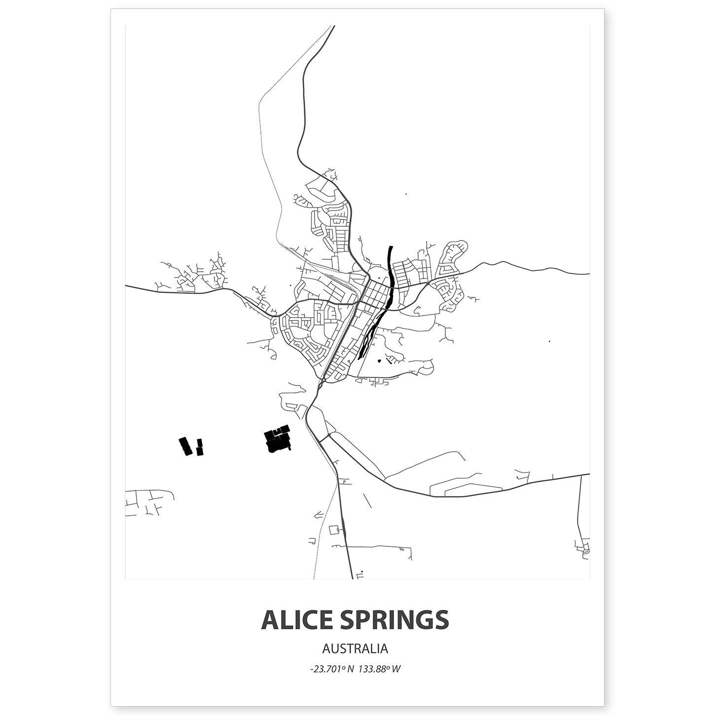 Alice Springs Map - Australie. Plaques De Villes En Australie Avec Les ...
