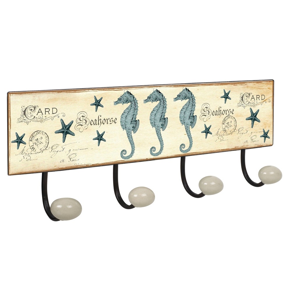 PERCHA Pared Vintage 4 Ganchos Porcelana NAUTICA Retro 400x155MM ...