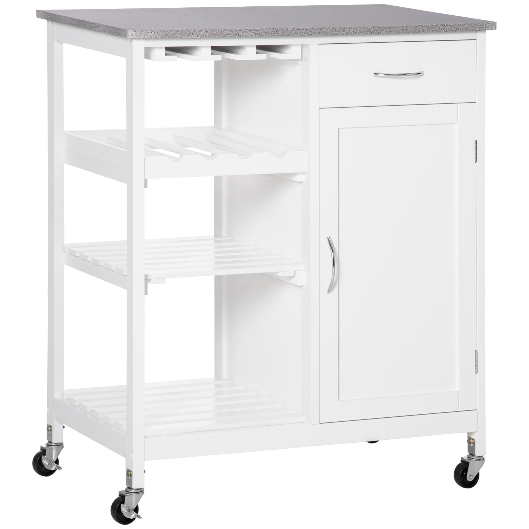 Carrito de cocina compacto con ruedas, botellero, cajón, estante ...