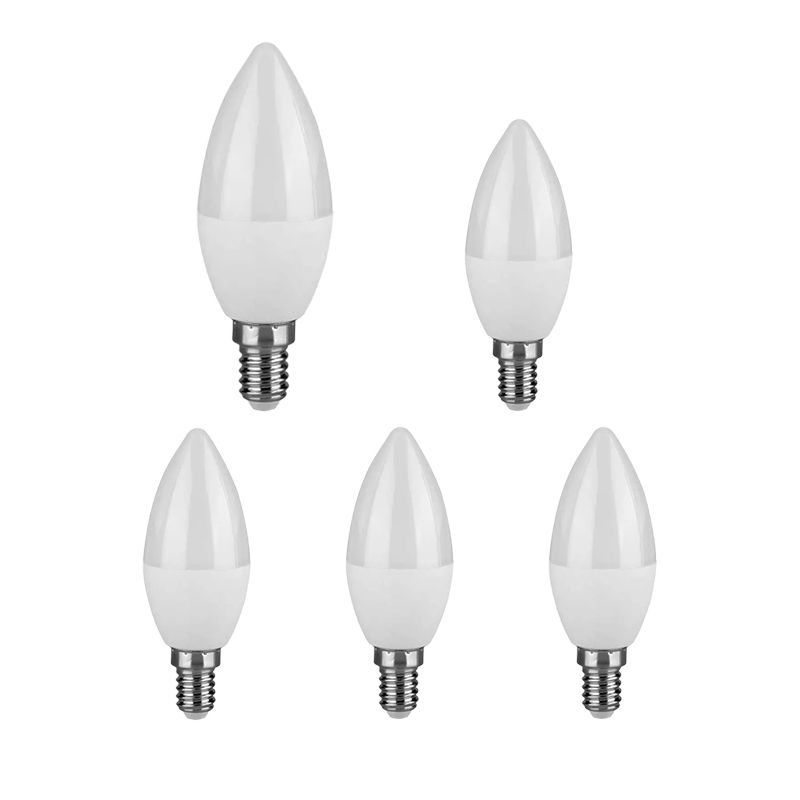 Lot de 5 Ampoules LED E14 C37 3,7W V-TAC VT-1818 FS - 180 ° - Blanc froid - 6500K | Leroy Merlin