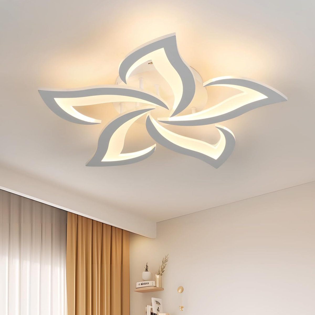 Lámpara de techo LED moderna, 65 W, tricolor, 5 cabezales, color blanco ...