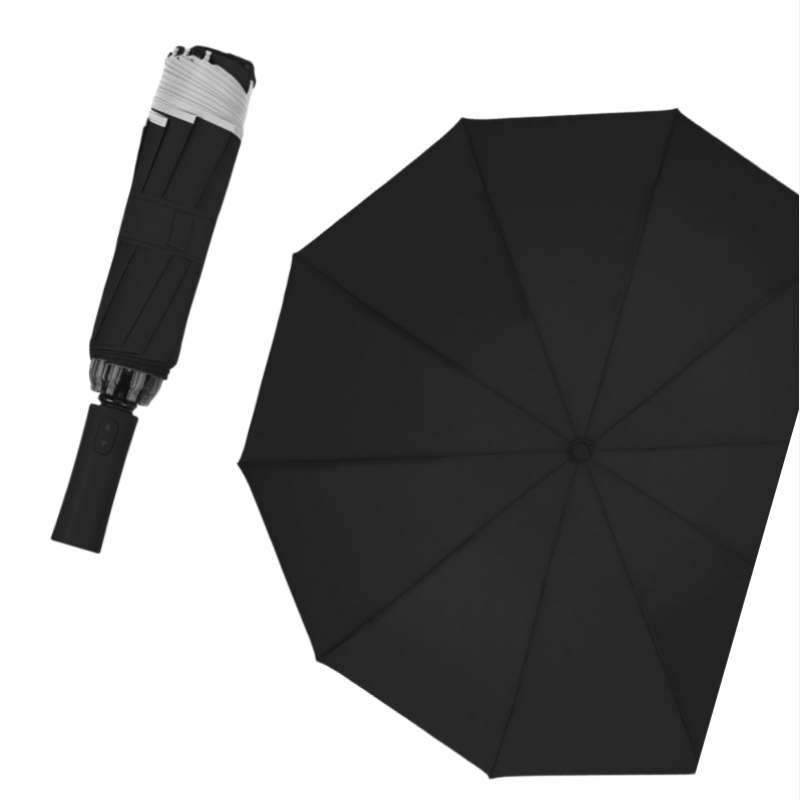 Reflective Strip Folding Umbrella for Rain or Shine Black | Leroy Merlin