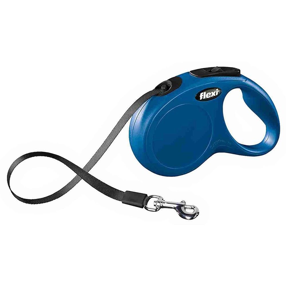 Sangle extensible Flexi New Classic avec ruban M en bleu. Laisse pour ...