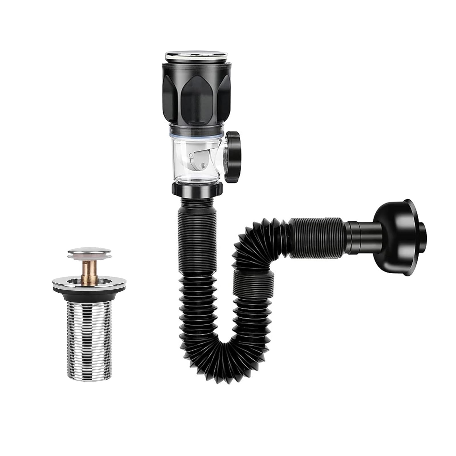 Syphon lavabo salle de bain, anti-odeurs siphon lavabo, tuyau d ...