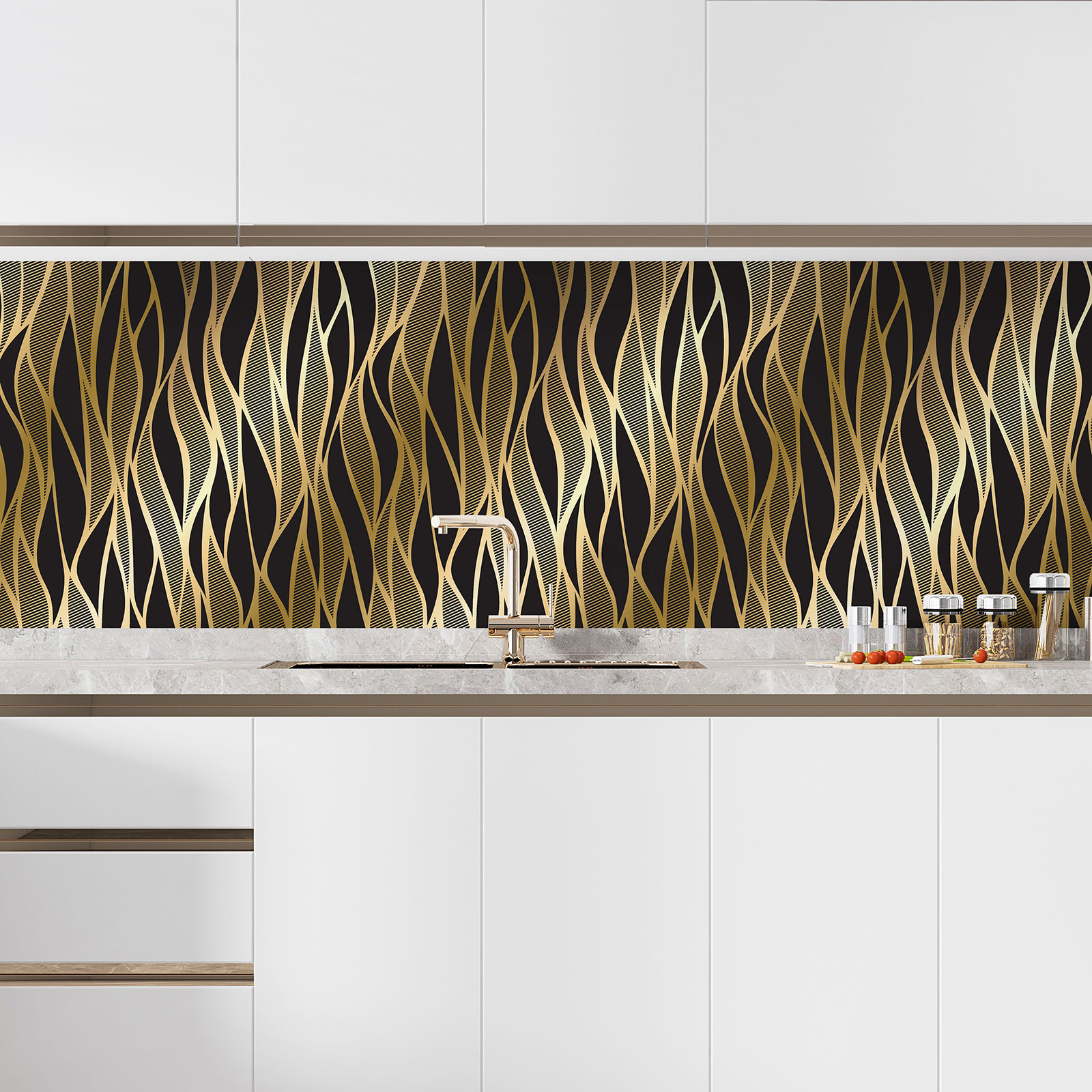 Crédence adhésive sticker pour cuisine - Design - Adhésif BRILLANT ...