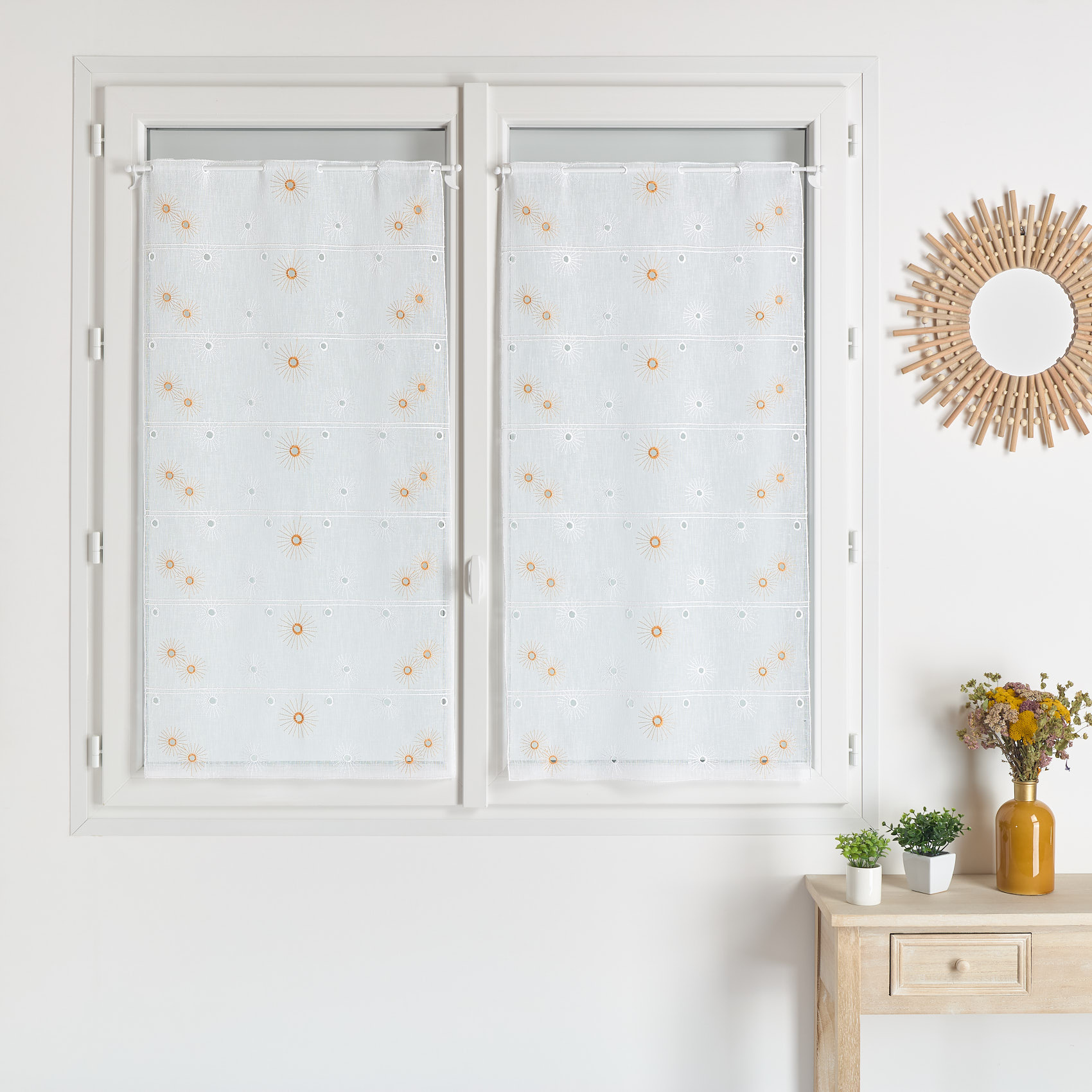 Modulable brodé à fleurs coloris orange - Orange - 0.9x0.9 m ...