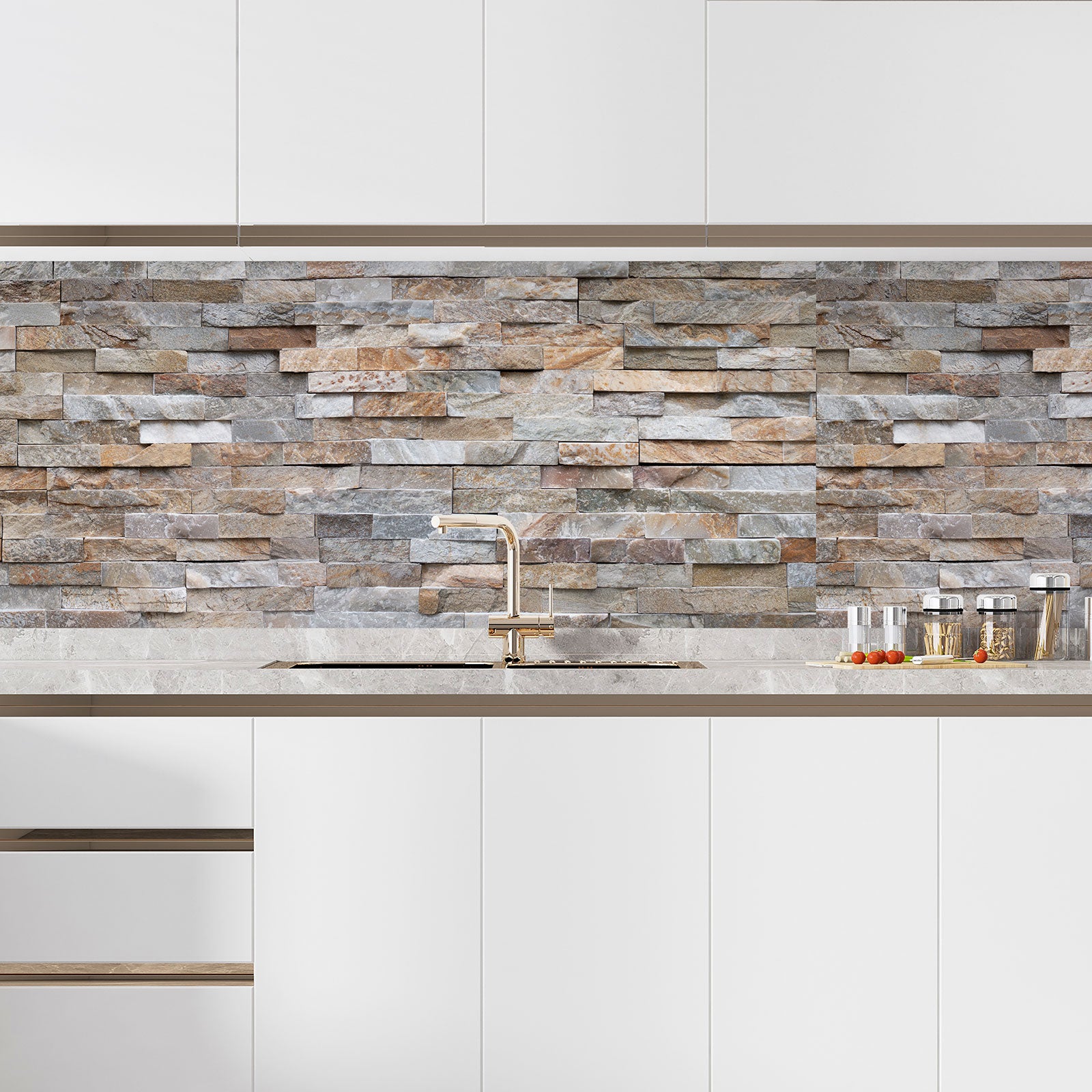 Crédence adhésive sticker pour cuisine - Effet parement - Adhésif ...