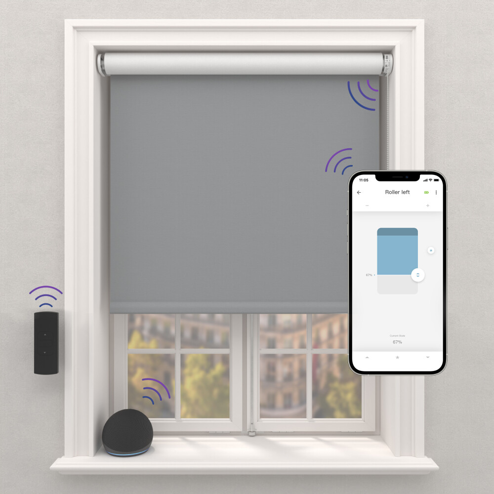 Store enrouleur motorisé occultant - Gris - l.70 x h.190 cm | Leroy Merlin